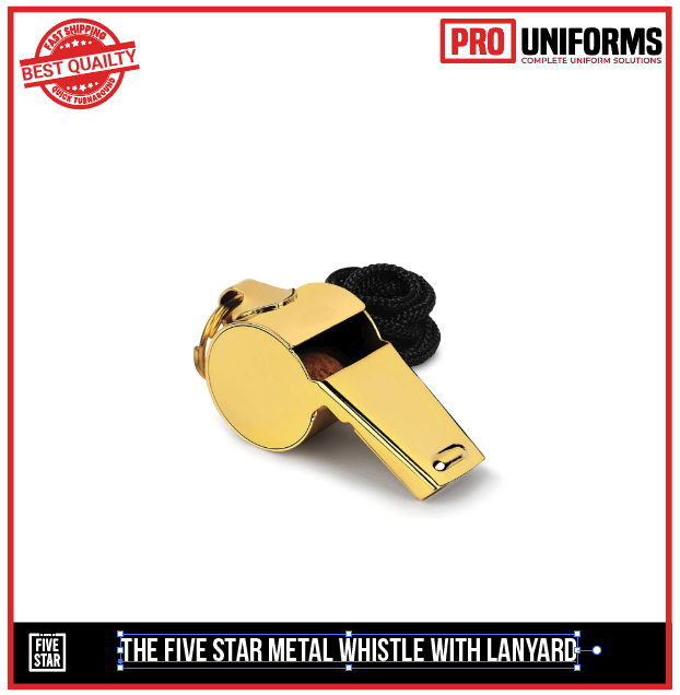 FIVE STAR METAL WHISTLE WITH LANYARD - ProUniforms